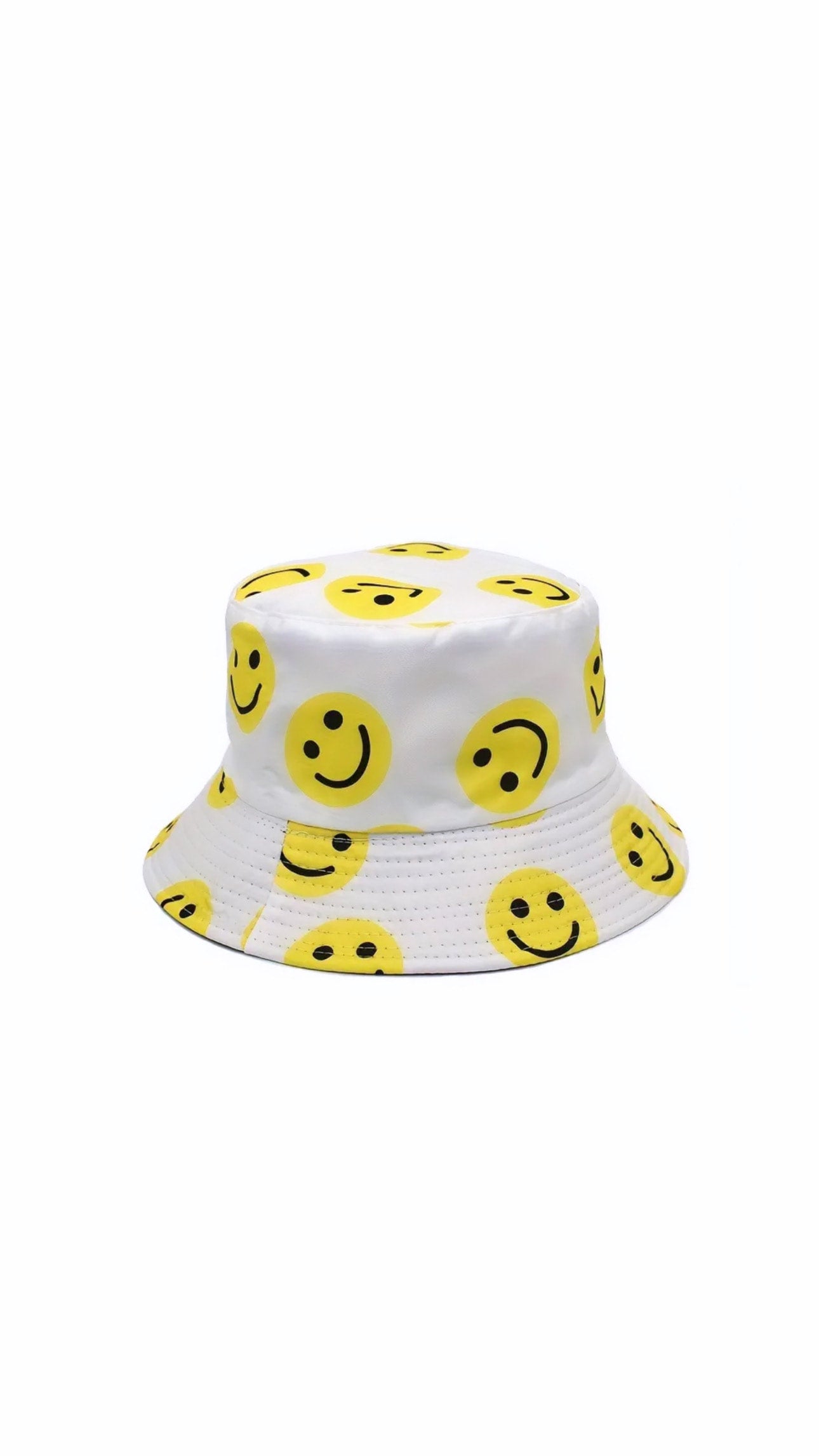White Smiley Face Bucket Hat | Alejandra & Co.